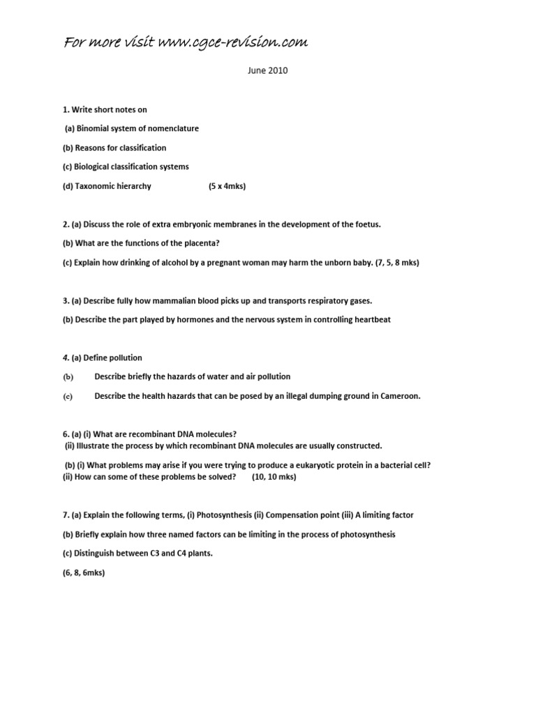 Al - Biology-2010-P2 | PDF