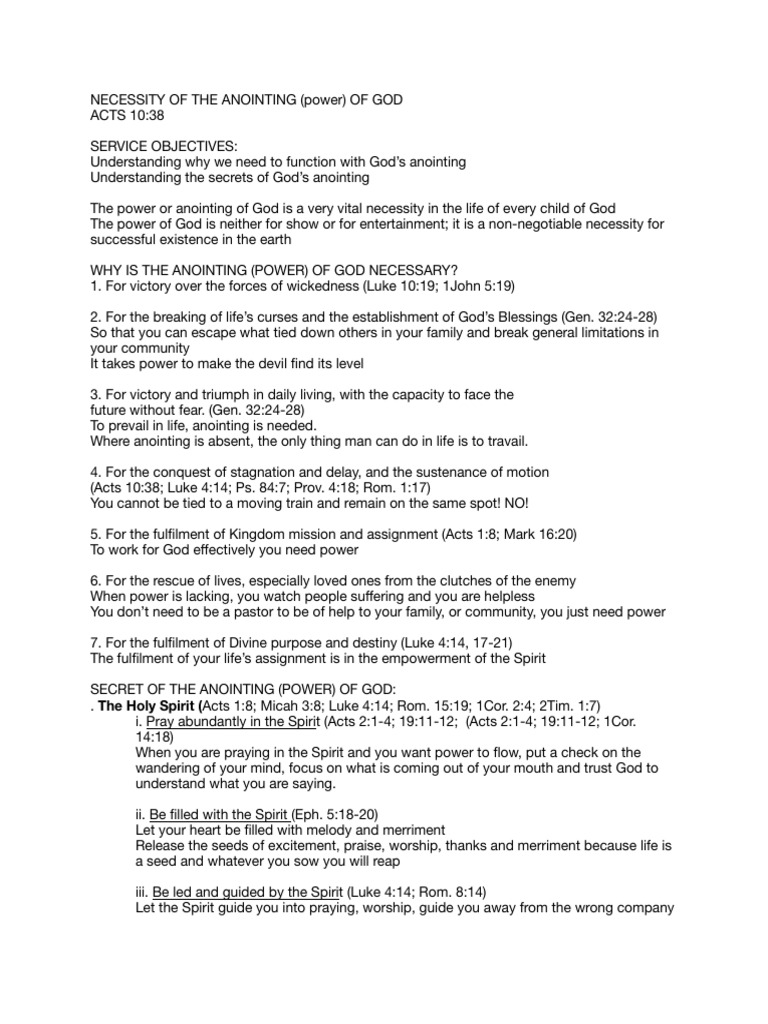 Importance of God's Anointing Power | PDF | Prayer | Religious Belief ...