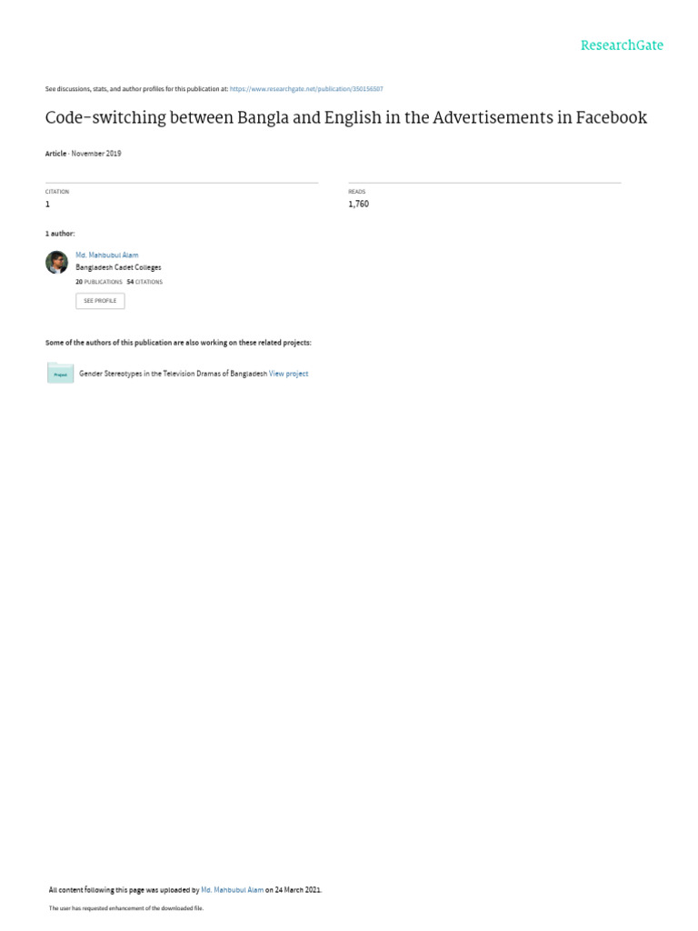 Code-switching | PDF | Multilingualism | Human Communication