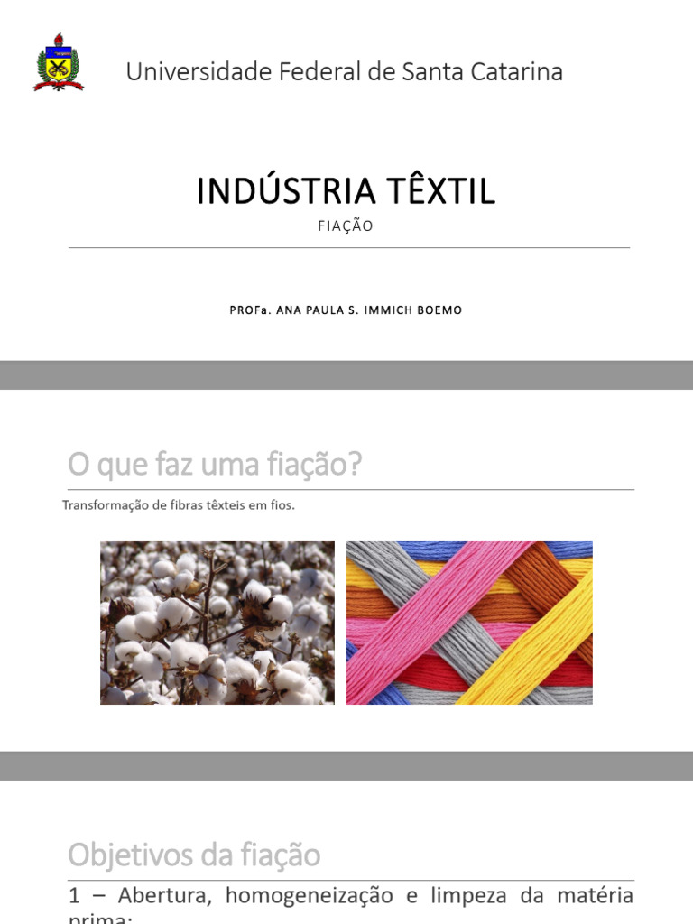 Processo de Fiação na Indústria Têxtil | PDF | Fiação (têxtil) | Têxteis
