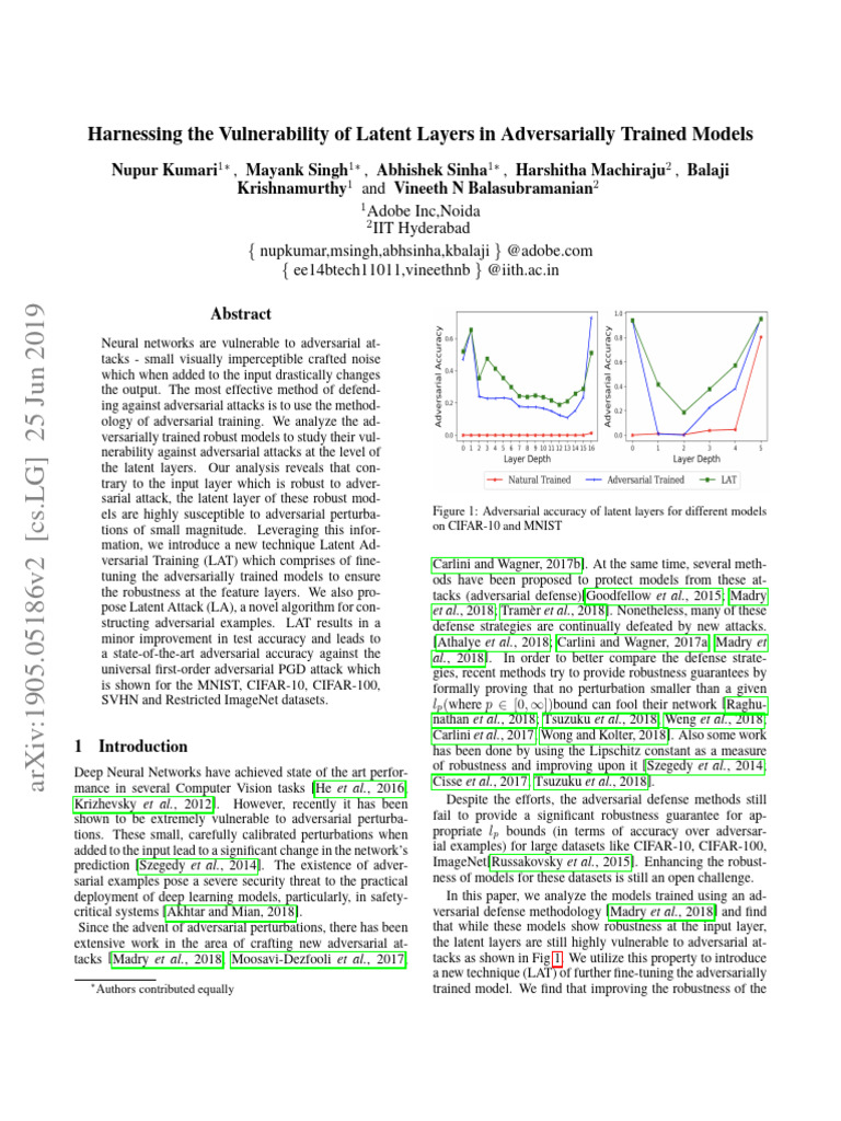 Harnessing The Vulnerability of Latent Layers in Adversarially Trained Models | Download Free ...