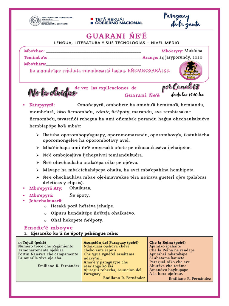 Guarani 2do - Cap 17 - 24 09 | PDF | Poesía