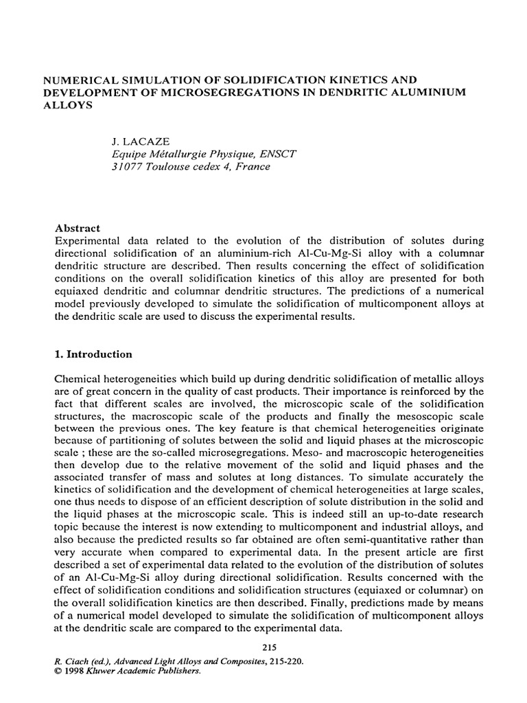 Numerical Simulation of Solidification Kinetics and Development of Microsegregations in ...