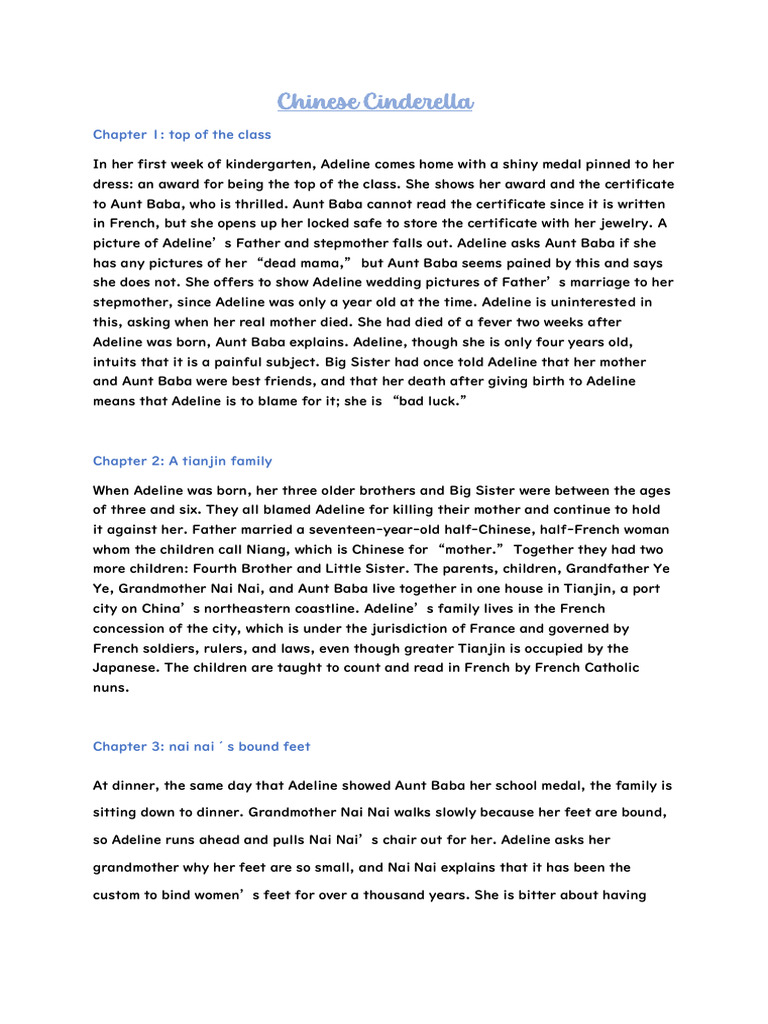Adeline's Journey in Chinese Cinderella | PDF