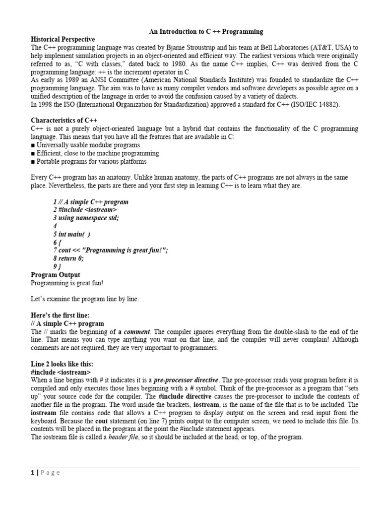 C Plus Plus Lecture Note 2022 | PDF | C++ | Computer Program C Plus Plus Lecture Note 2022 | PDF | C++ | Computer Program