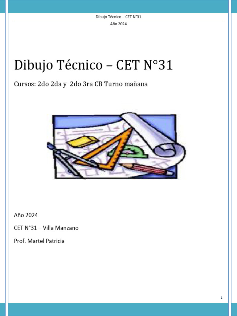 Cuadernillo Dibujo Tecnico 1c 2024 | PDF | Perspectiva (Gráfica) | Dibujo técnico