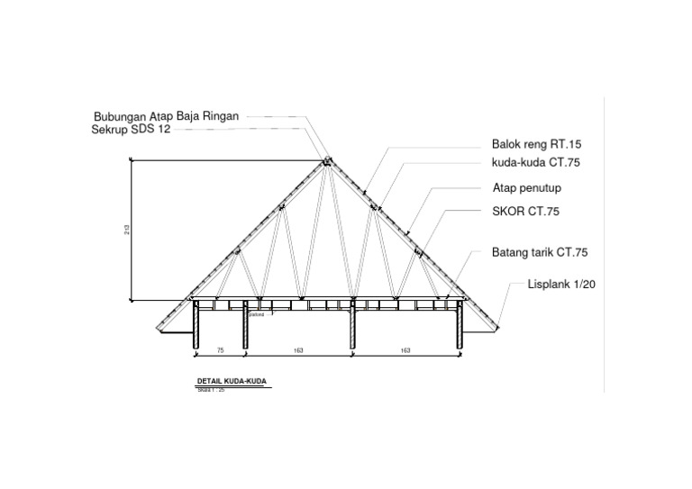 Bubungan Atap Baja Ringan Balok Reng RT.15 Sekrup SDS 12: Detail Kuda ...