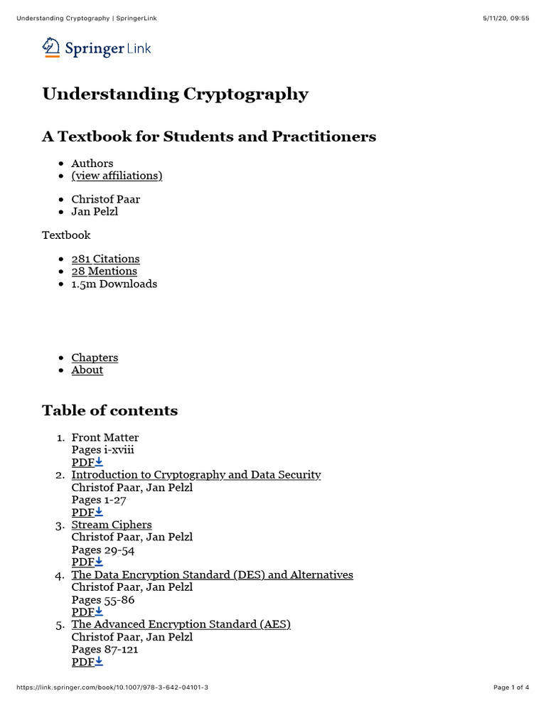 Understanding Cryptography - SpringerLink | PDF | Cryptography | Public Key Cryptography