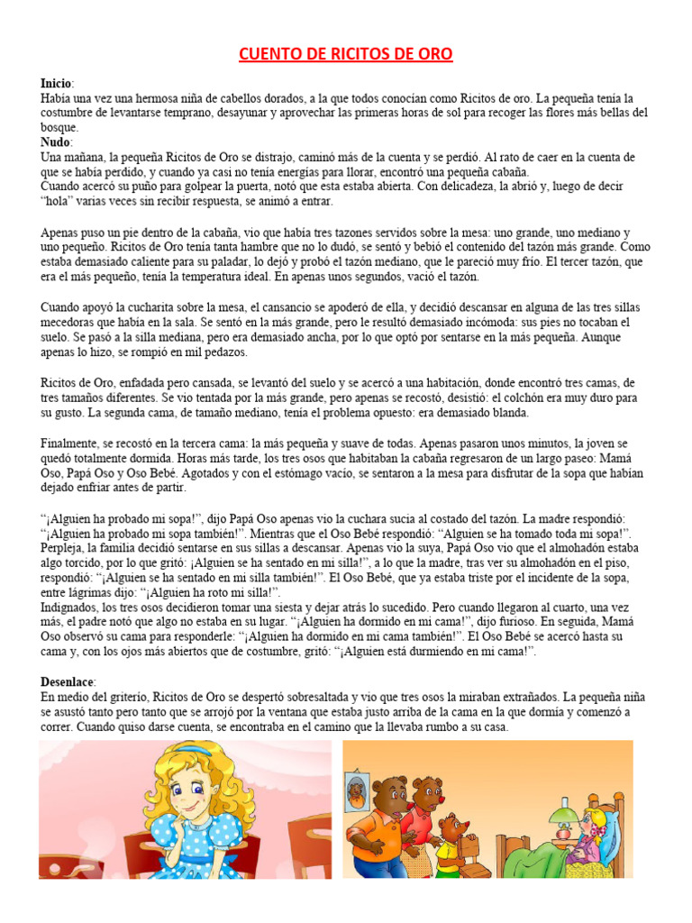 Cuento de Ricitos de Oro | PDF | Ricitos de oro y los tres osos