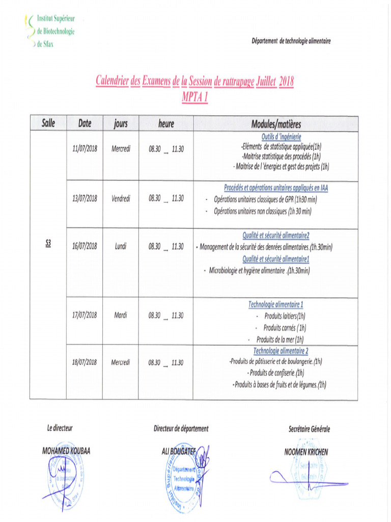 Calendrier Session de Rattrapage Mastères | PDF