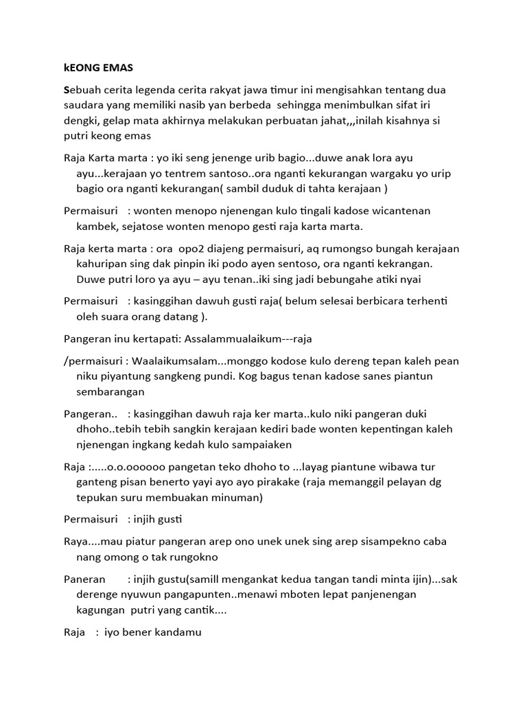 Kisah Legenda Keong Emas | PDF