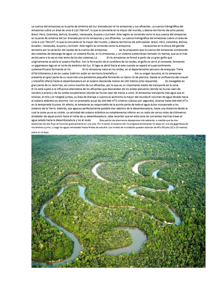 Cuenca del Amazonas: Geografía y Caudal | PDF | río Amazonas | Biomas ...