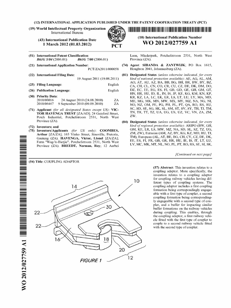 Railway Coupling Patent Example | PDF