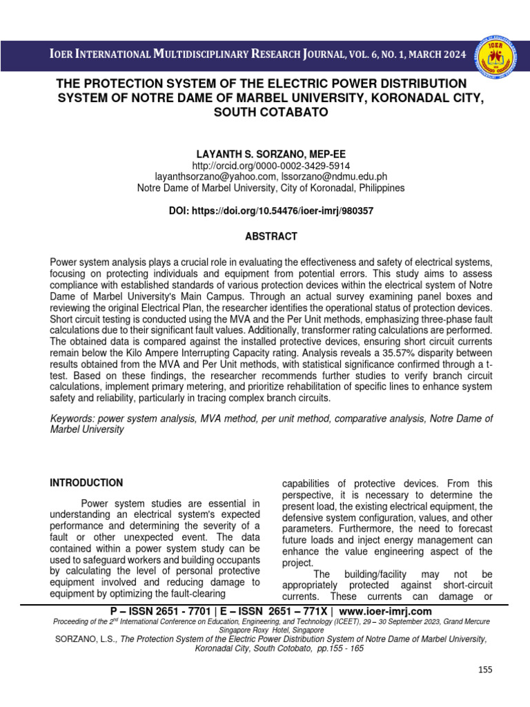 Power Distribution Protection System Analysis | PDF | Transformer ...