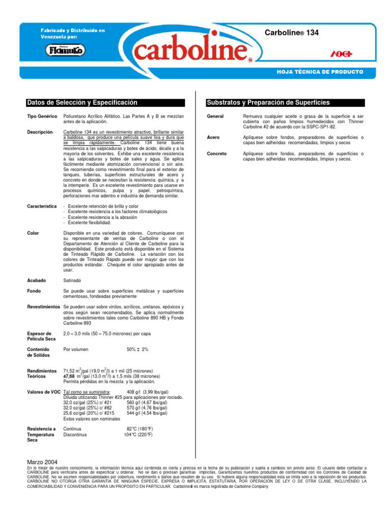Carboline 134 | PDF | Revestimiento | Ventilación (Arquitectura)