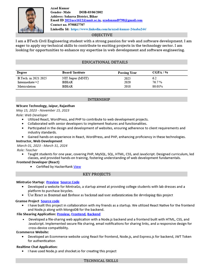 Azad Kumar | PDF | Web Development | World Wide Web