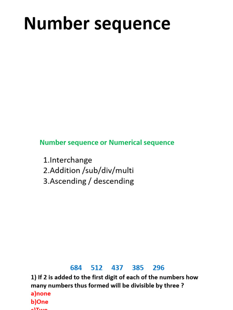 number sequence 1 | PDF | Arithmetic | Mathematics
