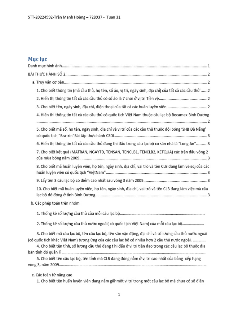 BTH2 IT3090 Baocao | PDF