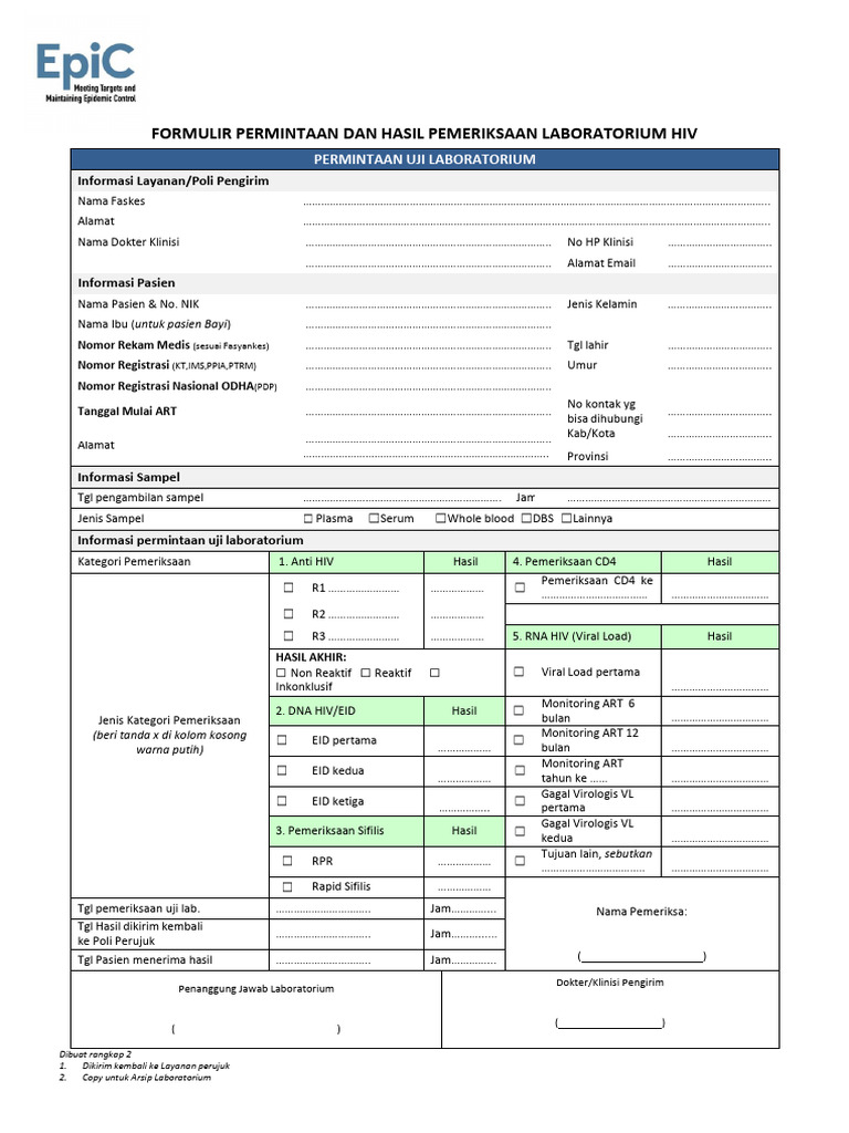 Formulir Pemeriksaan Lab HIV | PDF