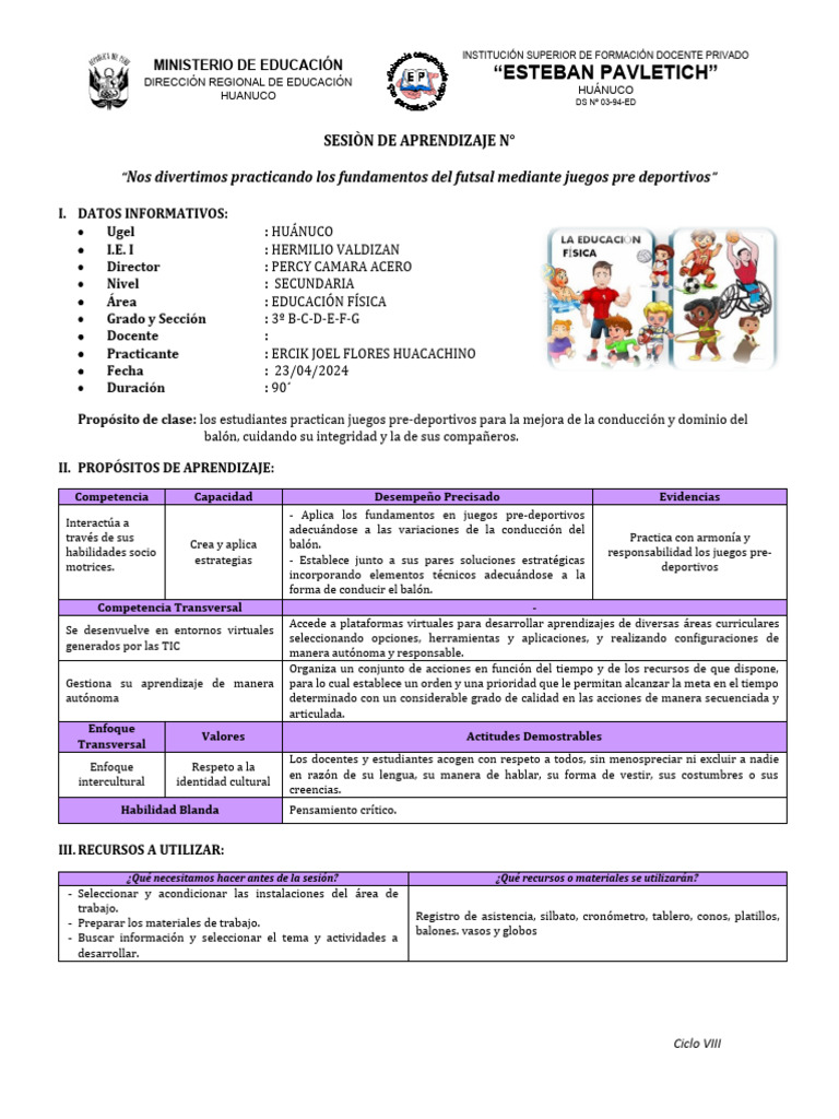 modelo de sesión | PDF | Aprendizaje | Maestros