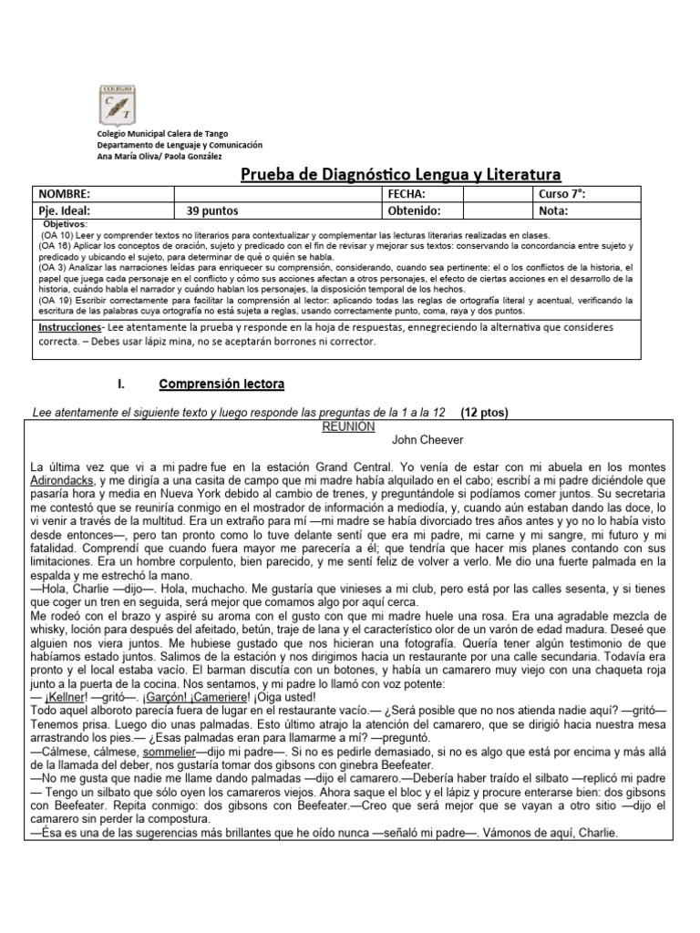 Diagnpstico 7 Mo Pao 2023 | PDF | Narración