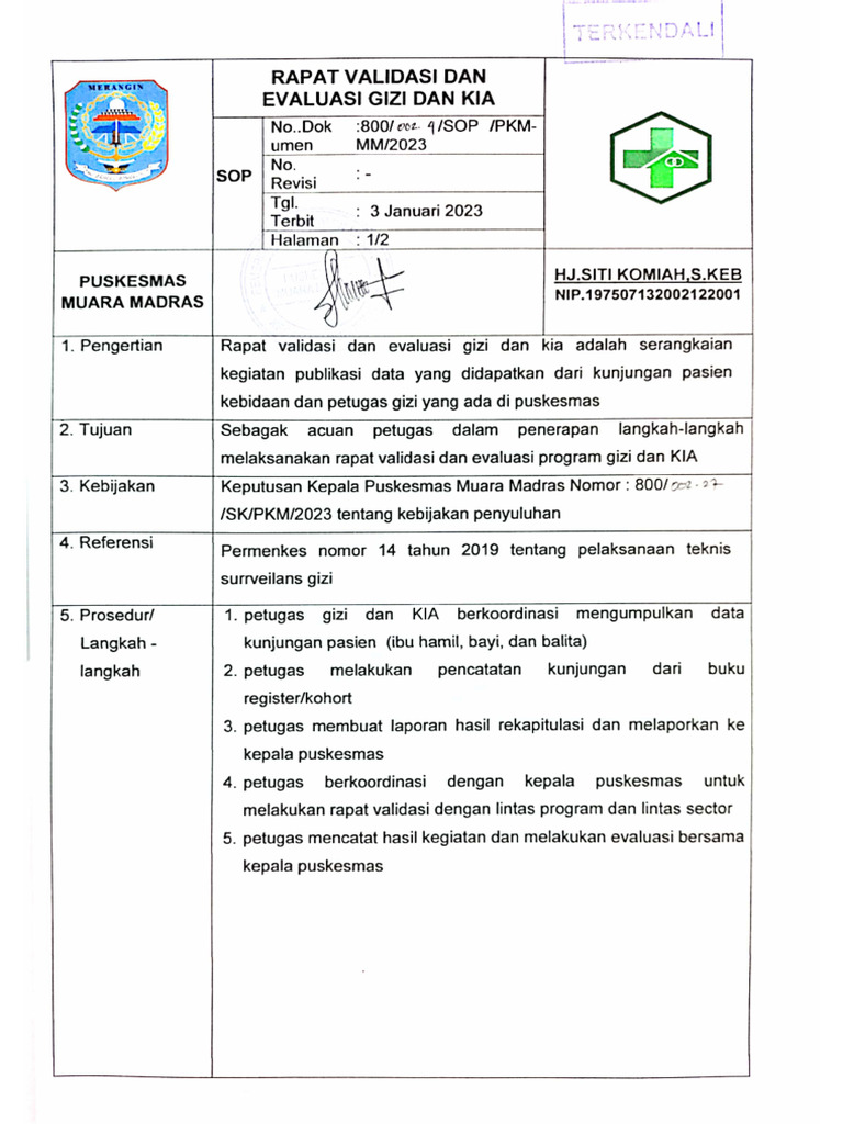 Rapat Validasi Dan Evaluasi Gizi Dan KIA | PDF