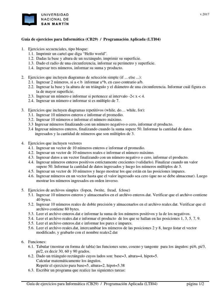Ejercicios de Programación Informática | PDF