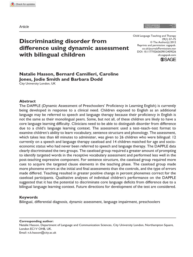 Dynamic Assessment | PDF | Educational Assessment | Sensitivity And ...