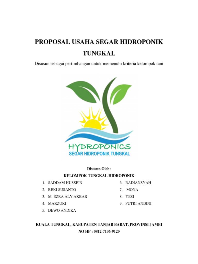 Proposal Usaha Sayuran Hidroponik | PDF