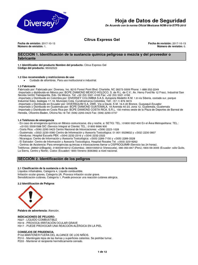 Citrus Express Gel | PDF | Agua | Guante