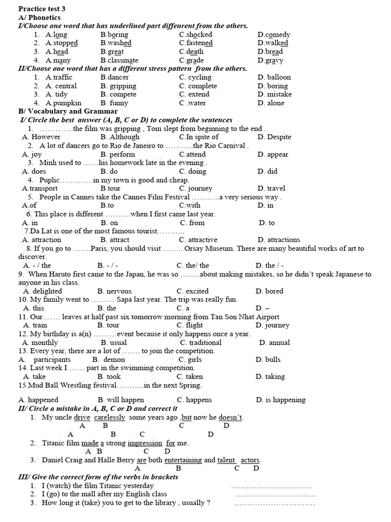 Practice Test 3 | PDF | Academy Awards