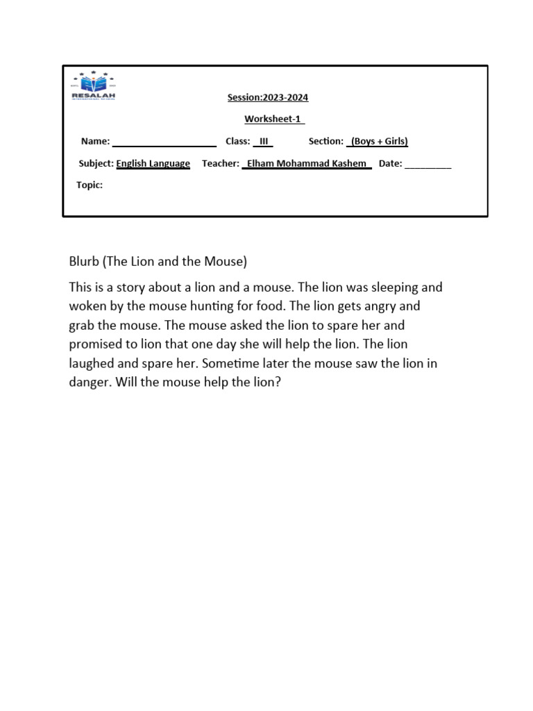 The Blurb (The Mouse and The Lion) | PDF | General Fiction