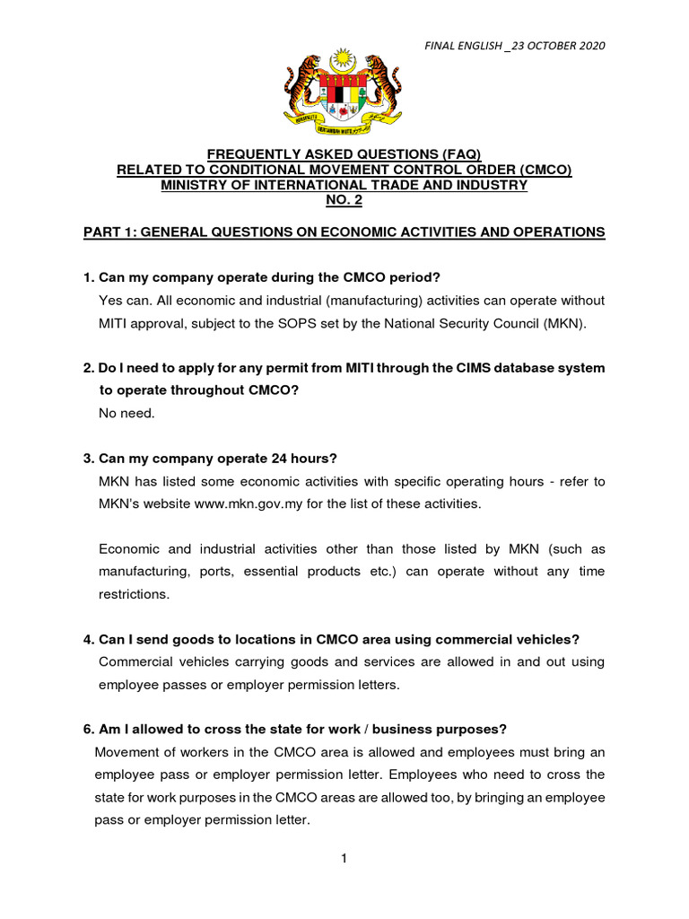 Cmco Faq Miti 23 Oktober 2020 V14 Bi | Download Free PDF | Employment