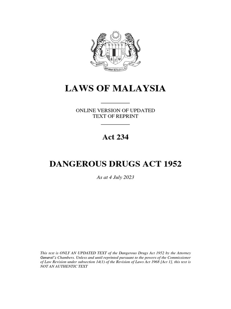 Akta 234 - Akta Dadah Berbahaya (English) (04 Julai 2023) | PDF ...