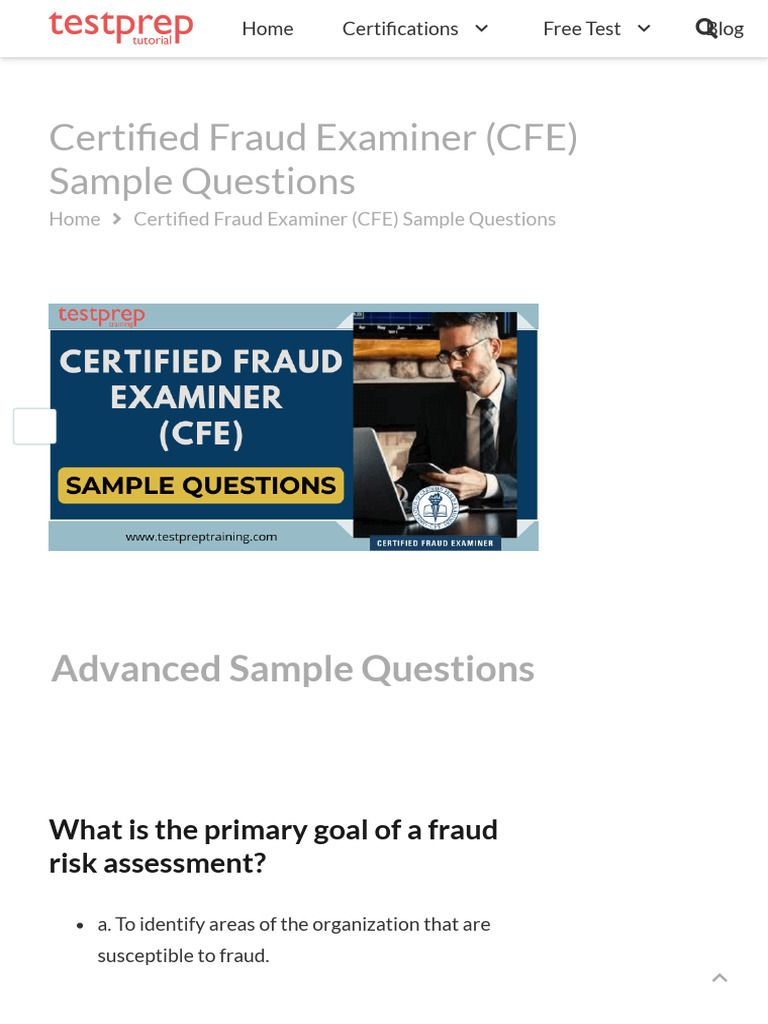 Certified Fraud Examiner (CFE) Sample Questions | PDF | Fraud | Audit