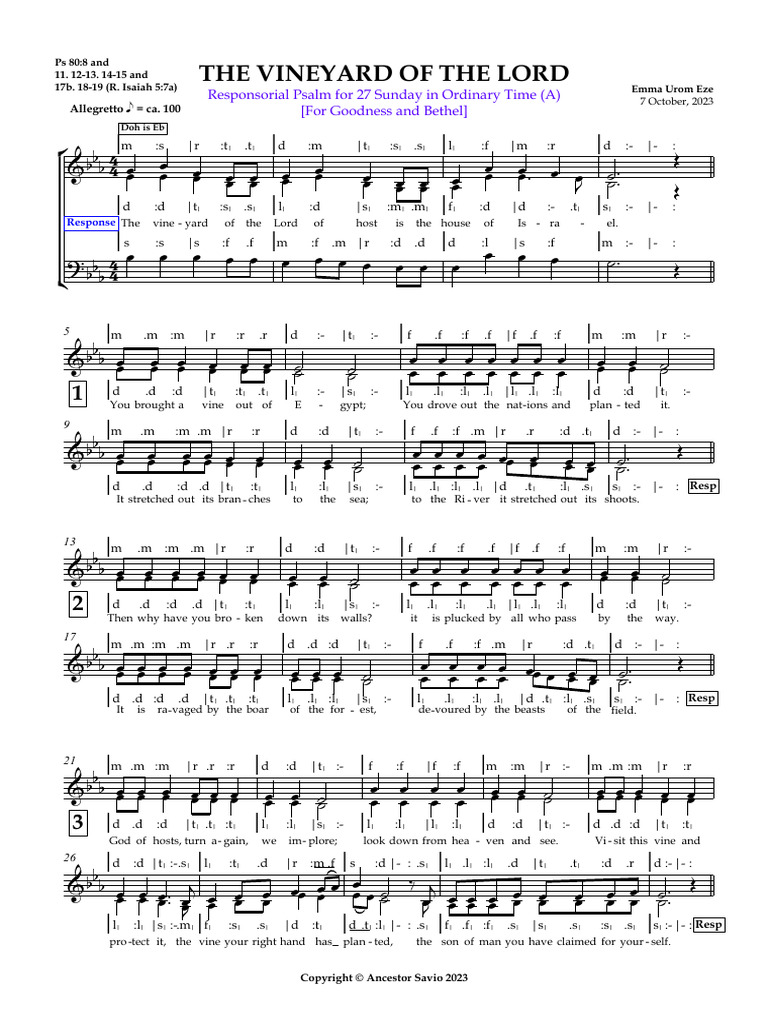 The Vineyard of The Lord - Full Score | PDF