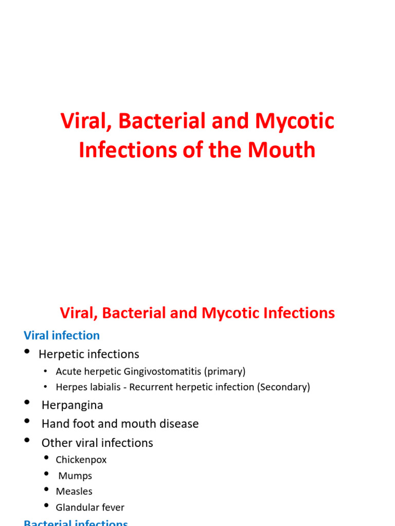 16-Viral, Bacterial and Mycotic Infections of The Mouth | PDF ...