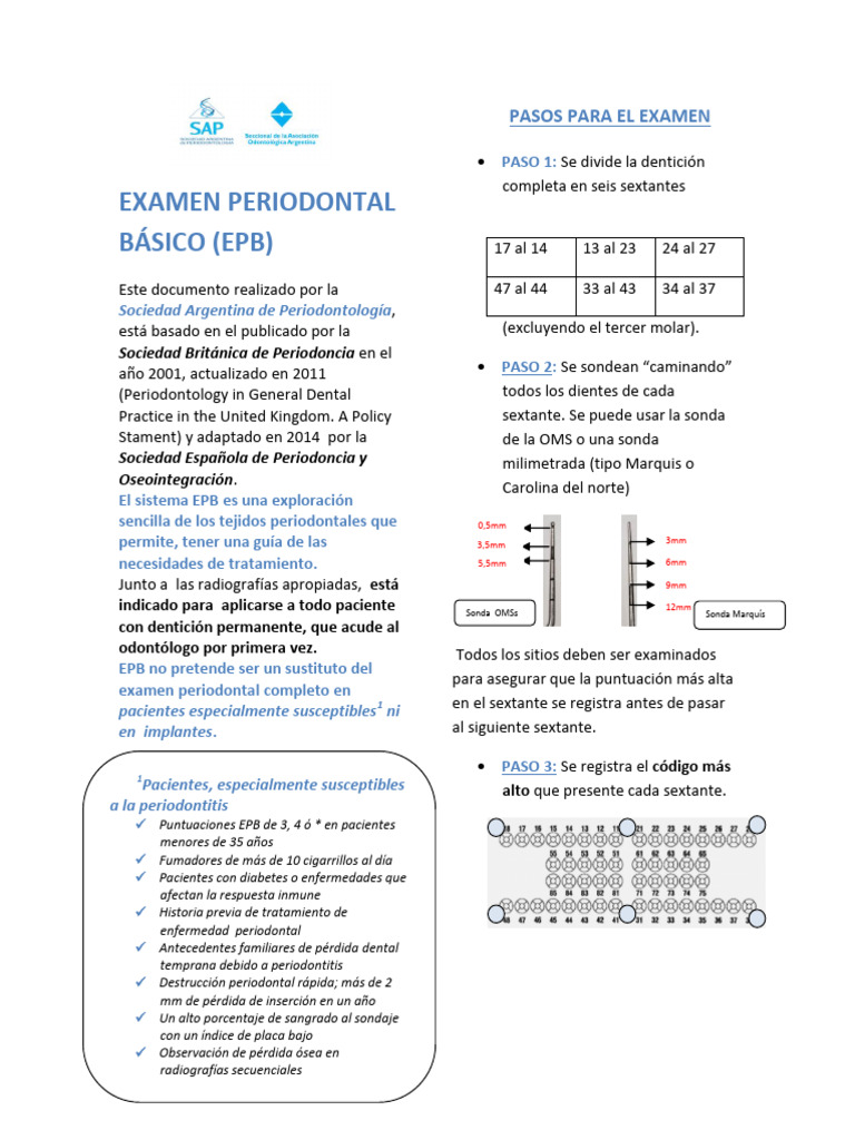 Examen Periodontal Básico (EPB) | PDF | Ciencias de la Salud ...