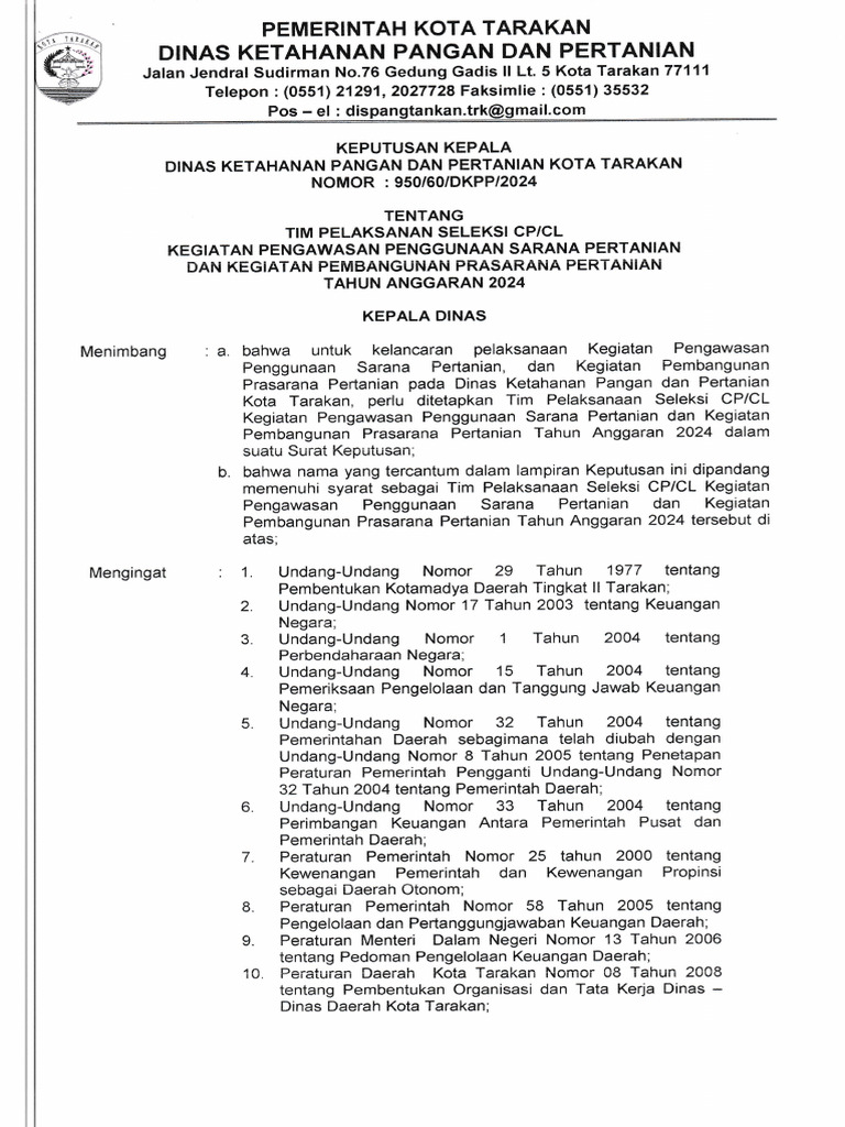 SK Tim Pelaksana Teknis CPCL | PDF