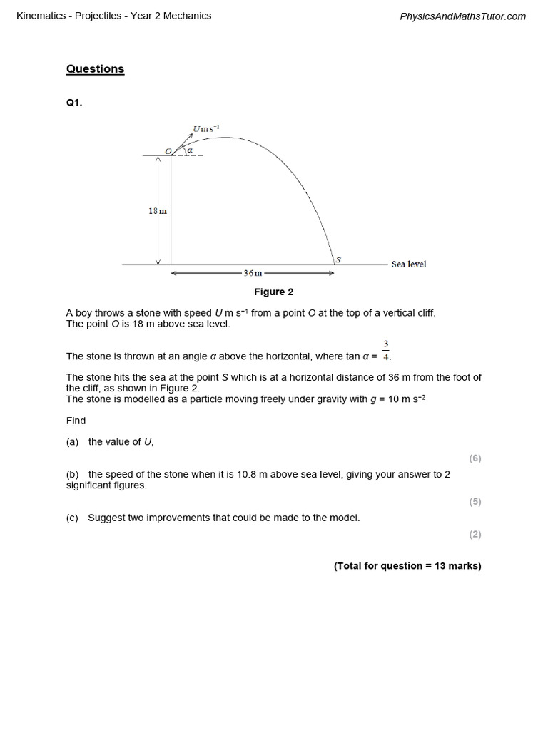 downloadMathsA LevelMechanicsKinematics 2edexcel Set BKinematics20 20projectiles - PD | PDF ...