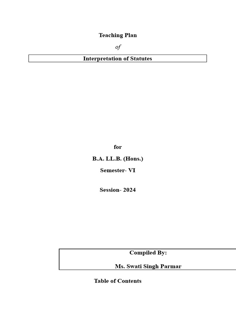 Statutory Interpretation Teaching Plan | PDF | Statutory Interpretation ...