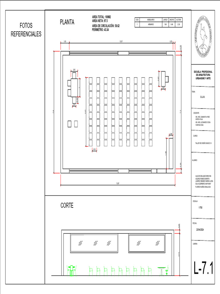 Fotos Referenciales Planta: Area Total: 100M2 AREA NETA: 97.5 Area de ...