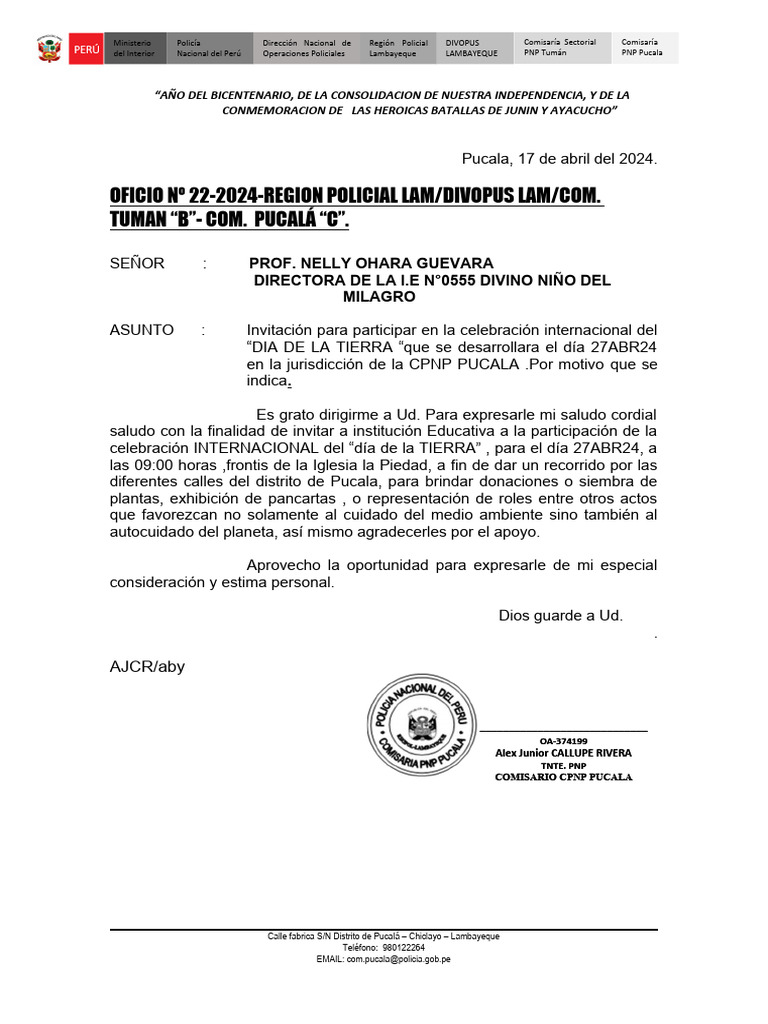 Oficio de Apoyo | PDF | Seguridad nacional | Accion legal
