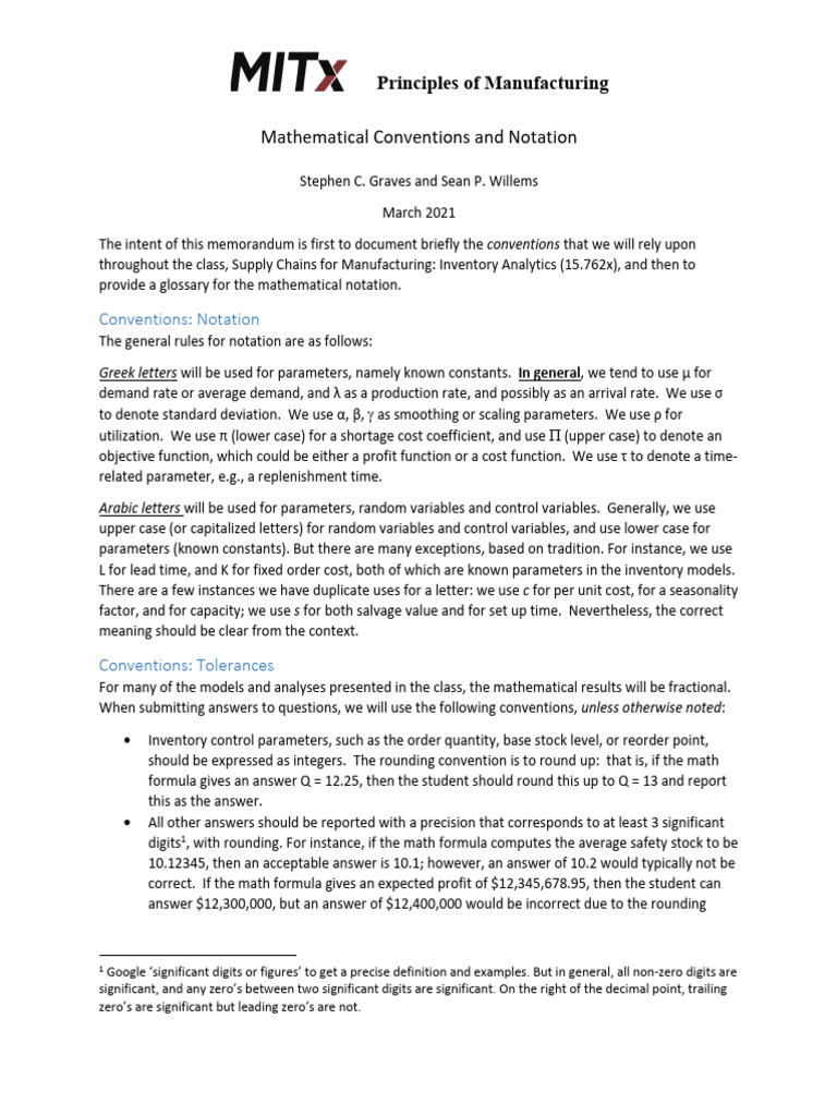 Mathematical Conventions and Notation R2021 | PDF | Significant Figures ...