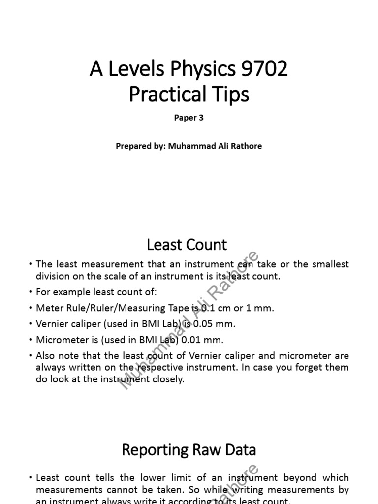 A Levels Physics 9702 Practical Tips | PDF | Metrology
