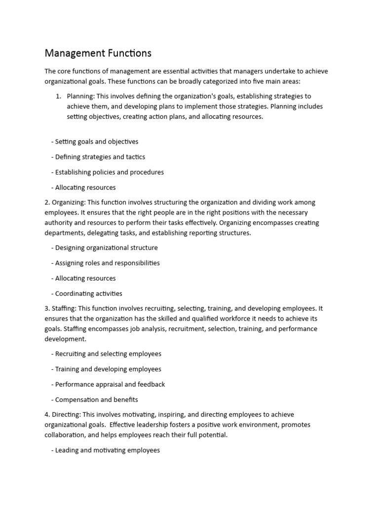 Management Functions | PDF | Goal | Human Resources Management Functions | PDF | Goal | Human Resources