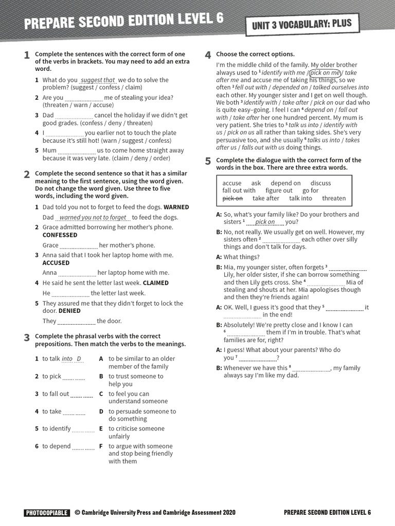 Unit 3 Vocabulary Exercises Guide | PDF | Grammar | Linguistics