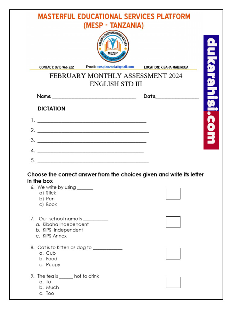 English STD 3, Mesp-Tanzania | PDF