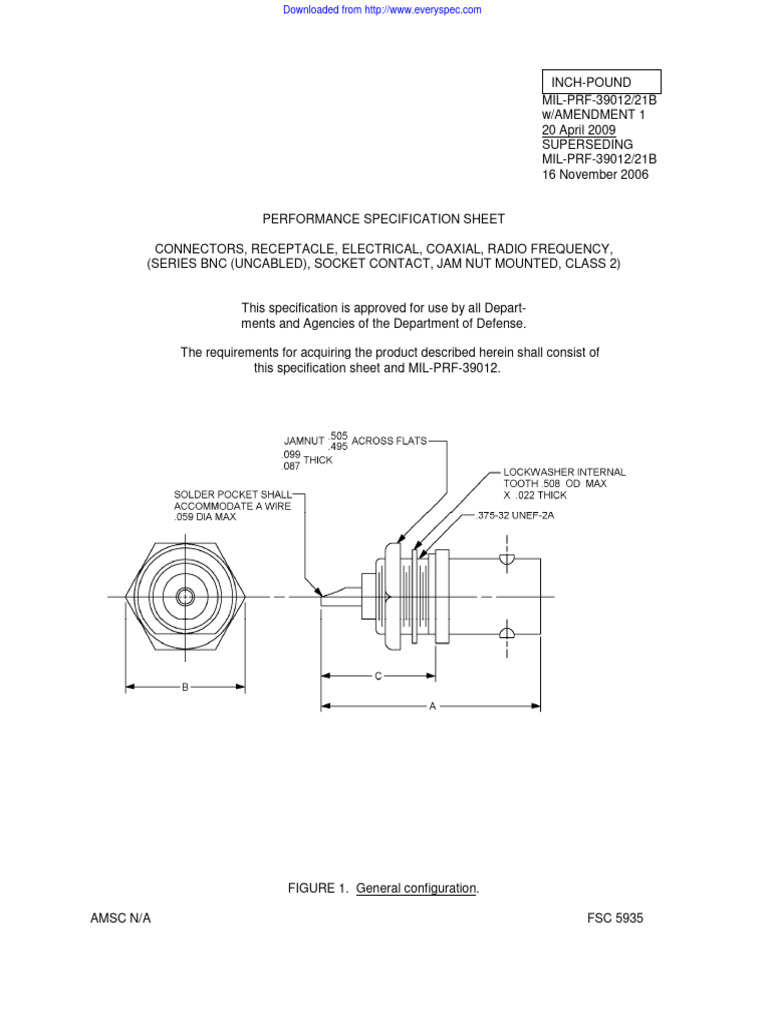 Mil PRF 39012 - 21B - Amendment 1 | PDF | Electrical Connector | Electronics
