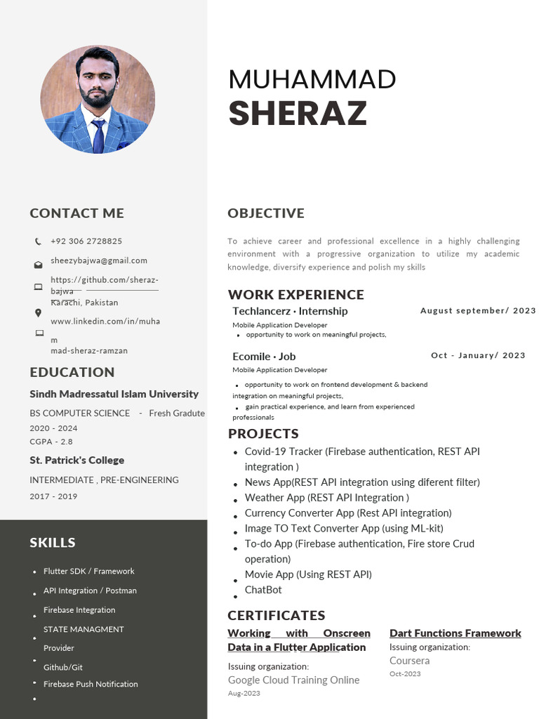 Muhammad Sheraz Resume PDF | PDF | Mobile App | Computing